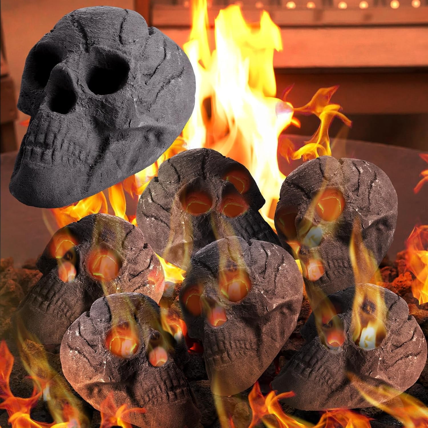 3 Packs Halloween Fire Pit Skulls 9 X 4.7Inch Imitated Human Ceramic ...