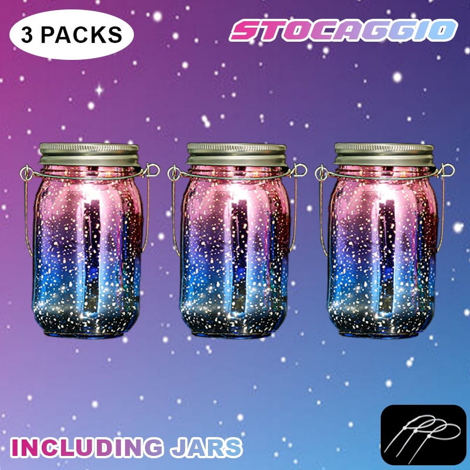 3 Packs Hanging Solar Mason Jar Lights, 30 Leds Starry Night Fairy ...