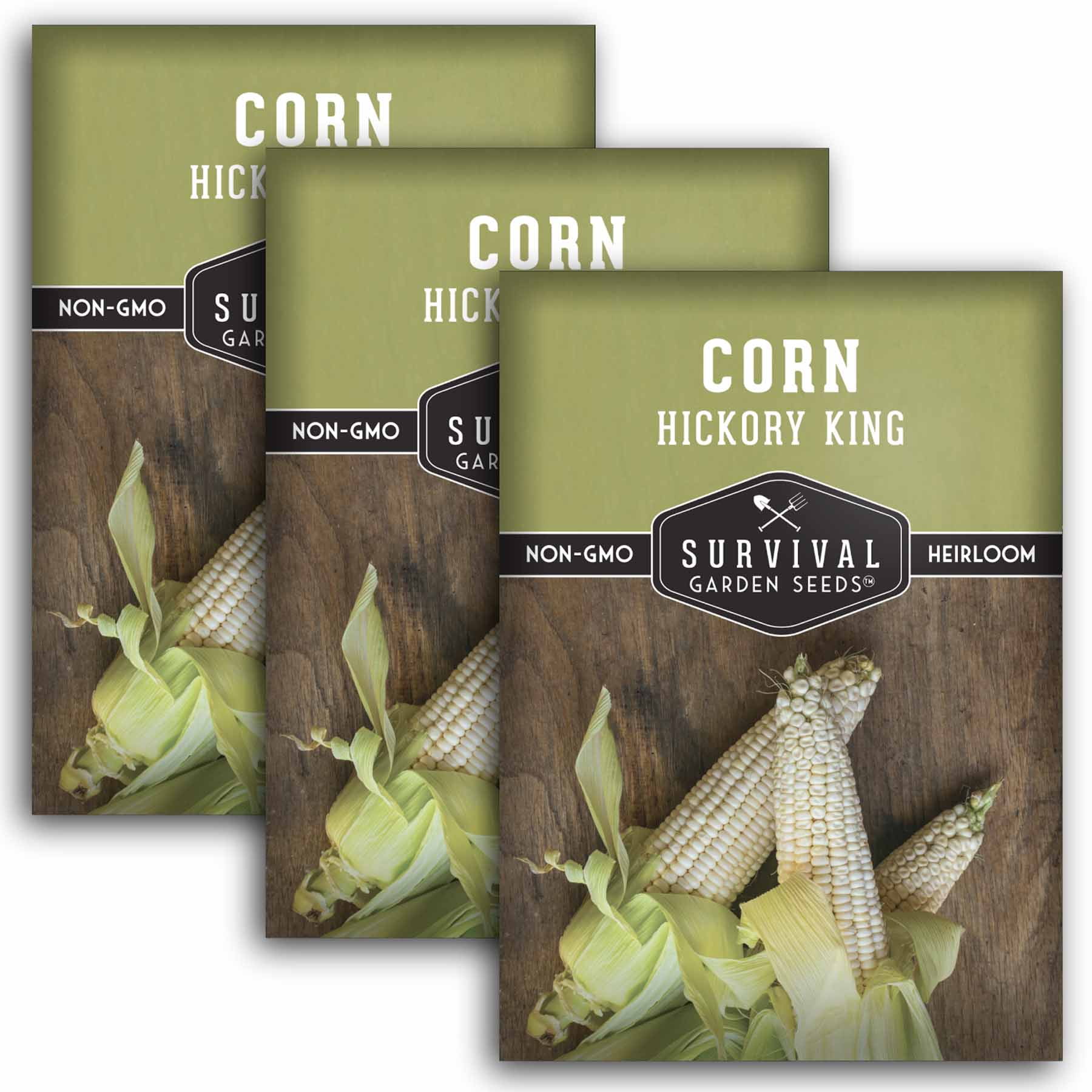 3 Packs Hickory King Corn Seeds - White Field or Dent Corn - Non-GMO ...