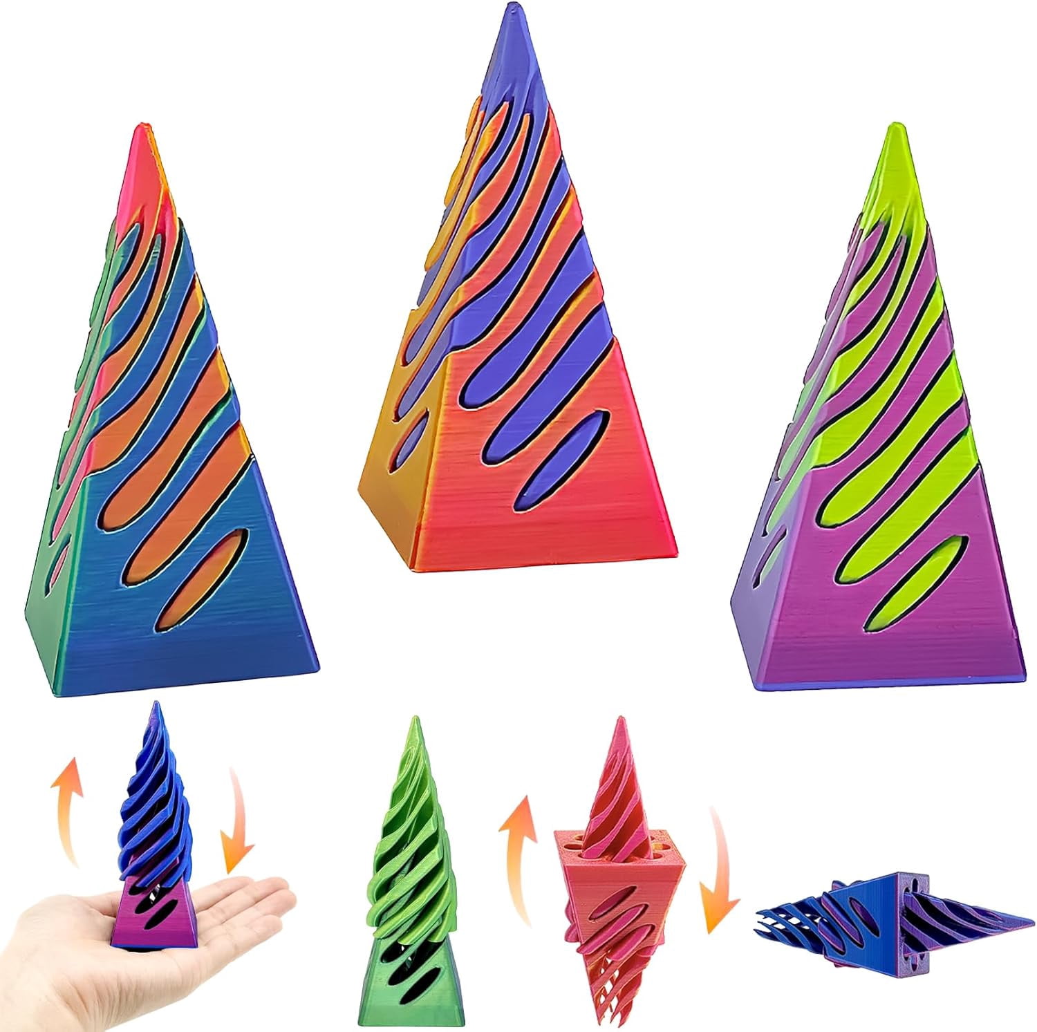 3 Packs Impossible Cone,Spiral Cone Fidget Toy Impossible Pyramid ...
