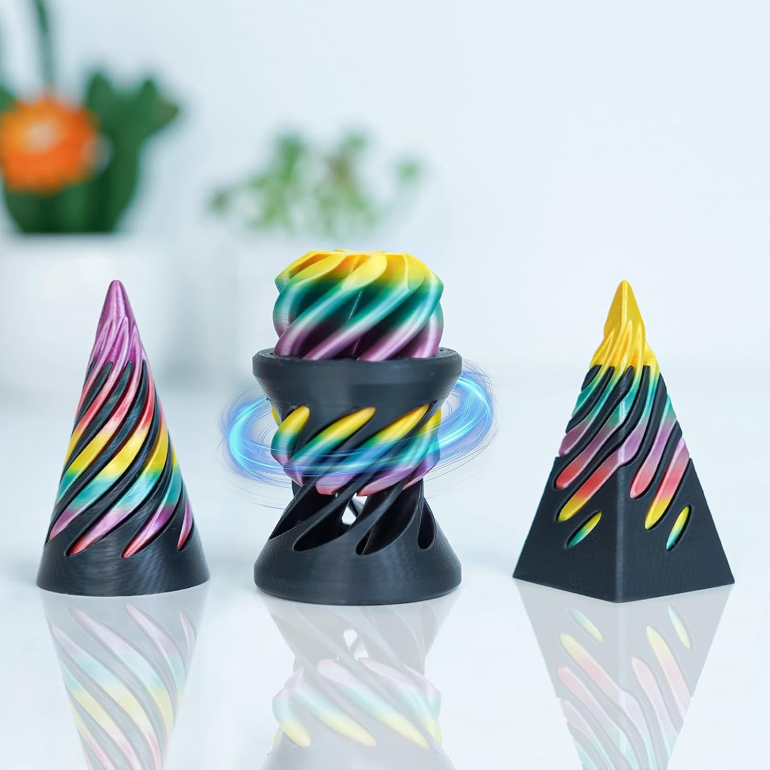 3 Packs Impossible Spiral Cone Fidget Toys,3D Printed Pyramid ...