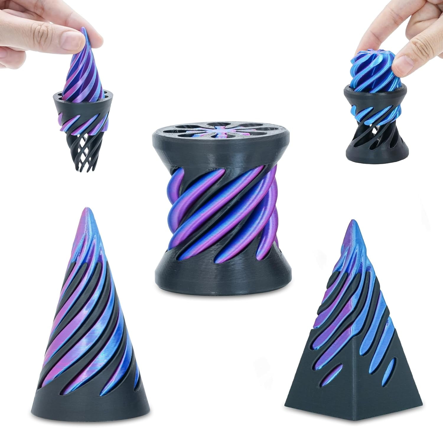 3 Packs Impossible Spiral Cone Fidget Toys,3D Printed Pyramid ...