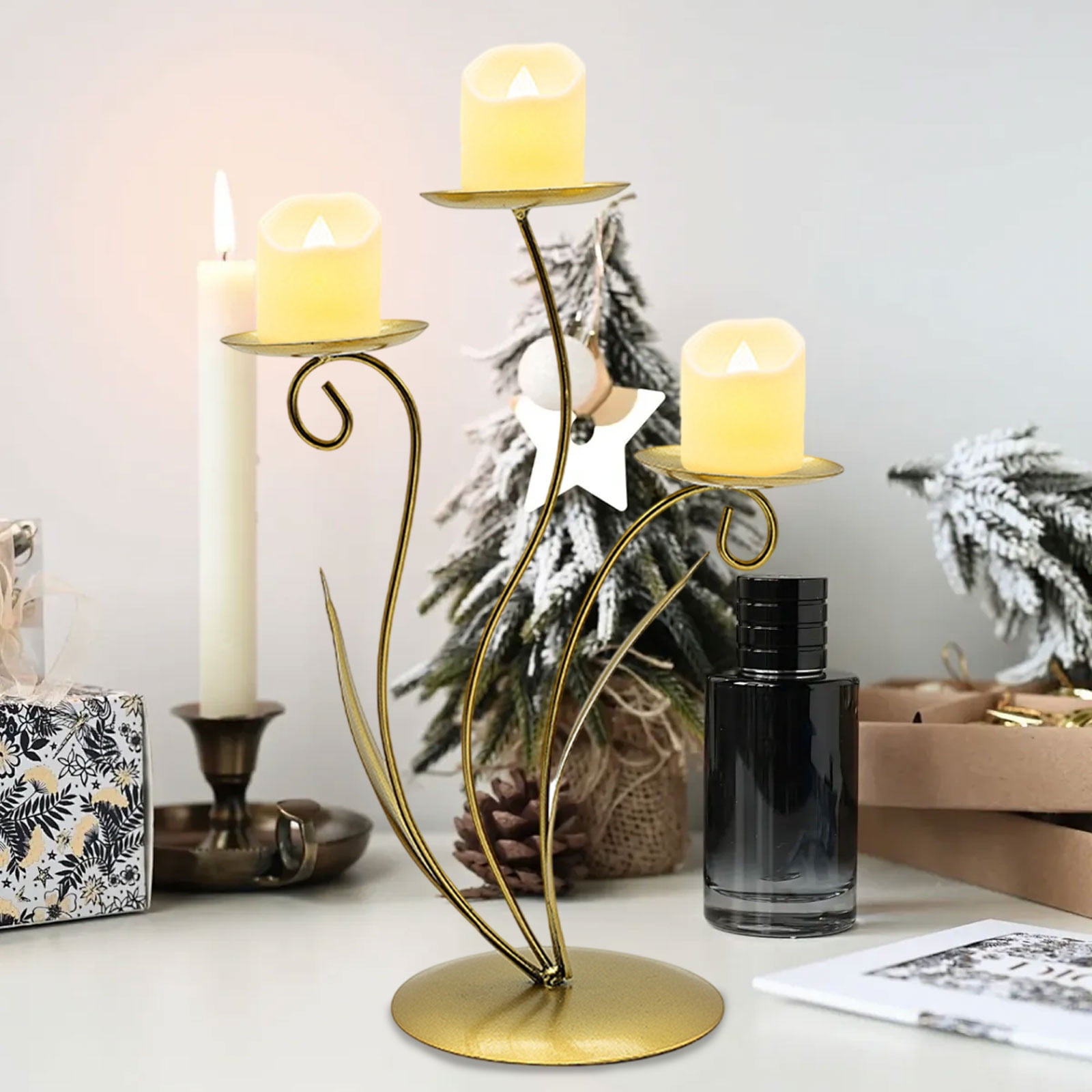 3 Packs Iron Tulip Candlestick Holder Tripod, Decorative Metal Art ...