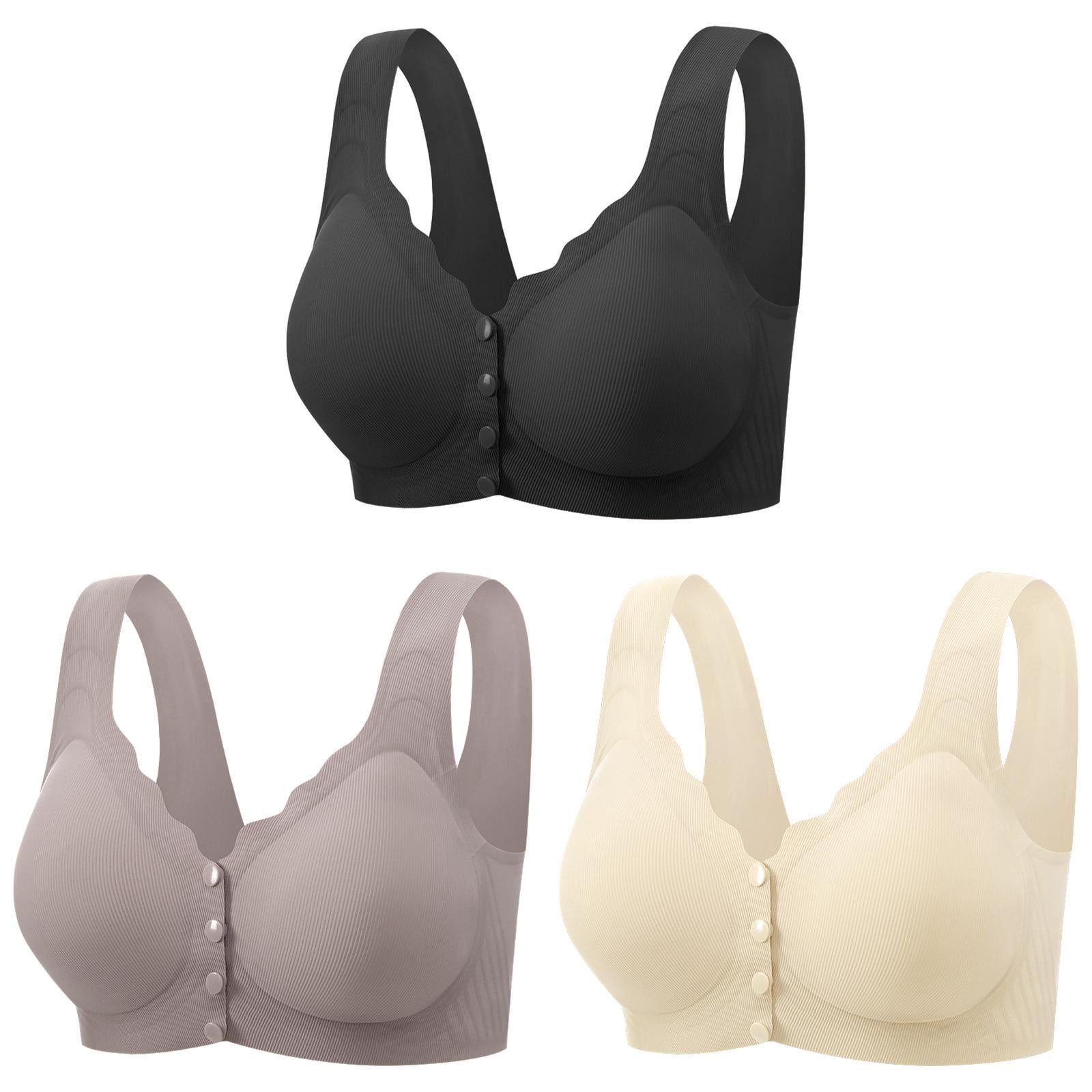 3 Packs Jelly Bras for Women Front Closure Bras Wireless No Underwire ...
