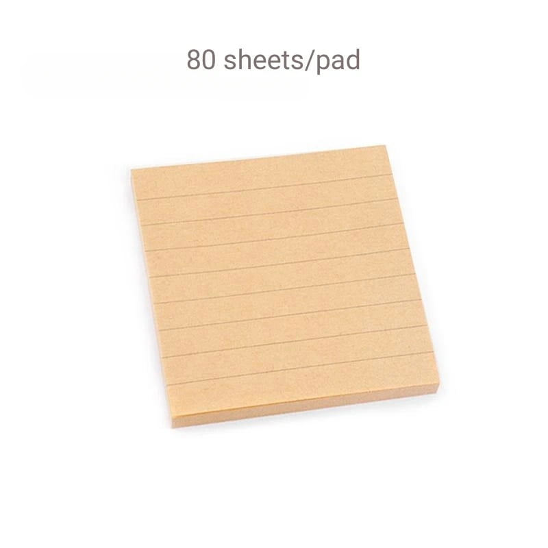 3 Packs Kraft Paper Sticky Note Pad, Memo Note Pad With Grids Lines ...