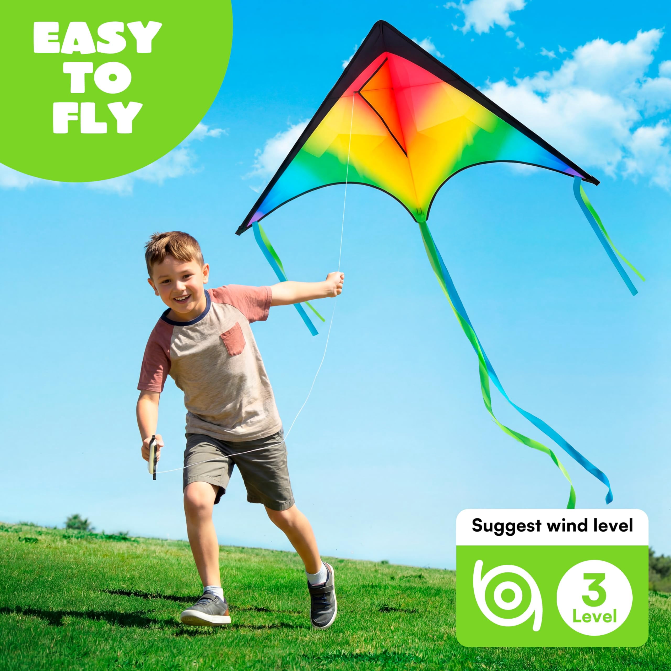 3 Packs Large Delta Kite Gradient Rainbow Easy To Fly Huge For And ...
