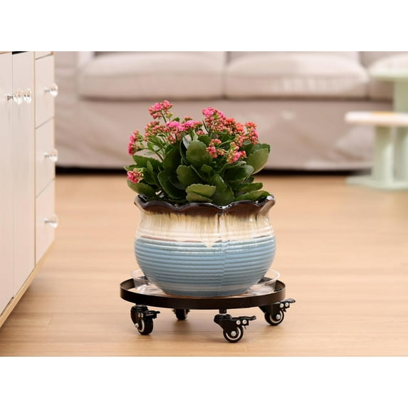 3 Packs Large Metal Plant Caddy 13.6" Plant Dolly Coasters with Wheels ...