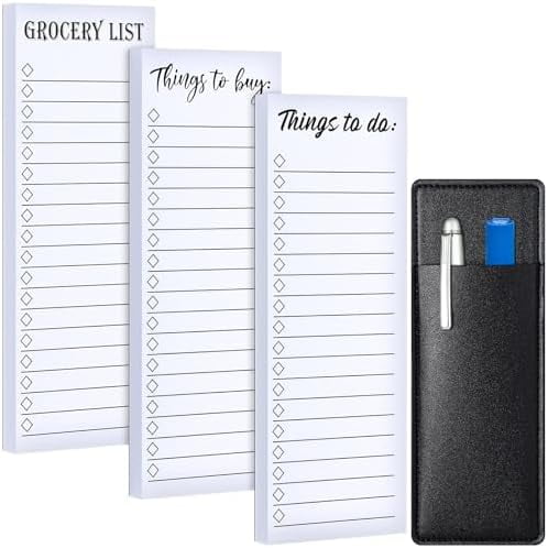 3 Packs Magnetic Refrigerator Note Pads with Fridge Pen Holder, Grocery ...