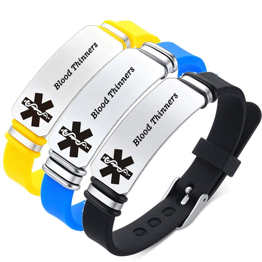 3 Packs Medical Patient Wristbands for Men Women,Blood Thinners Medical ...