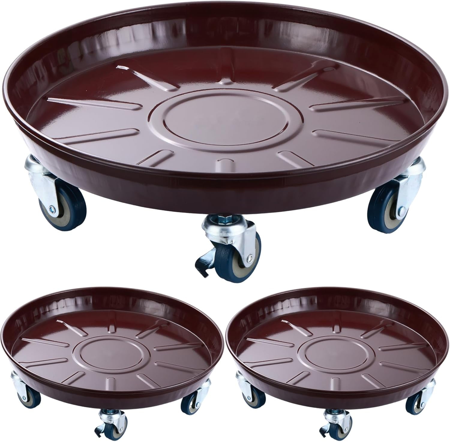 3 Packs Metal Plant Caddy with Wheels 16" Rolling Plant Stand Heavy ...