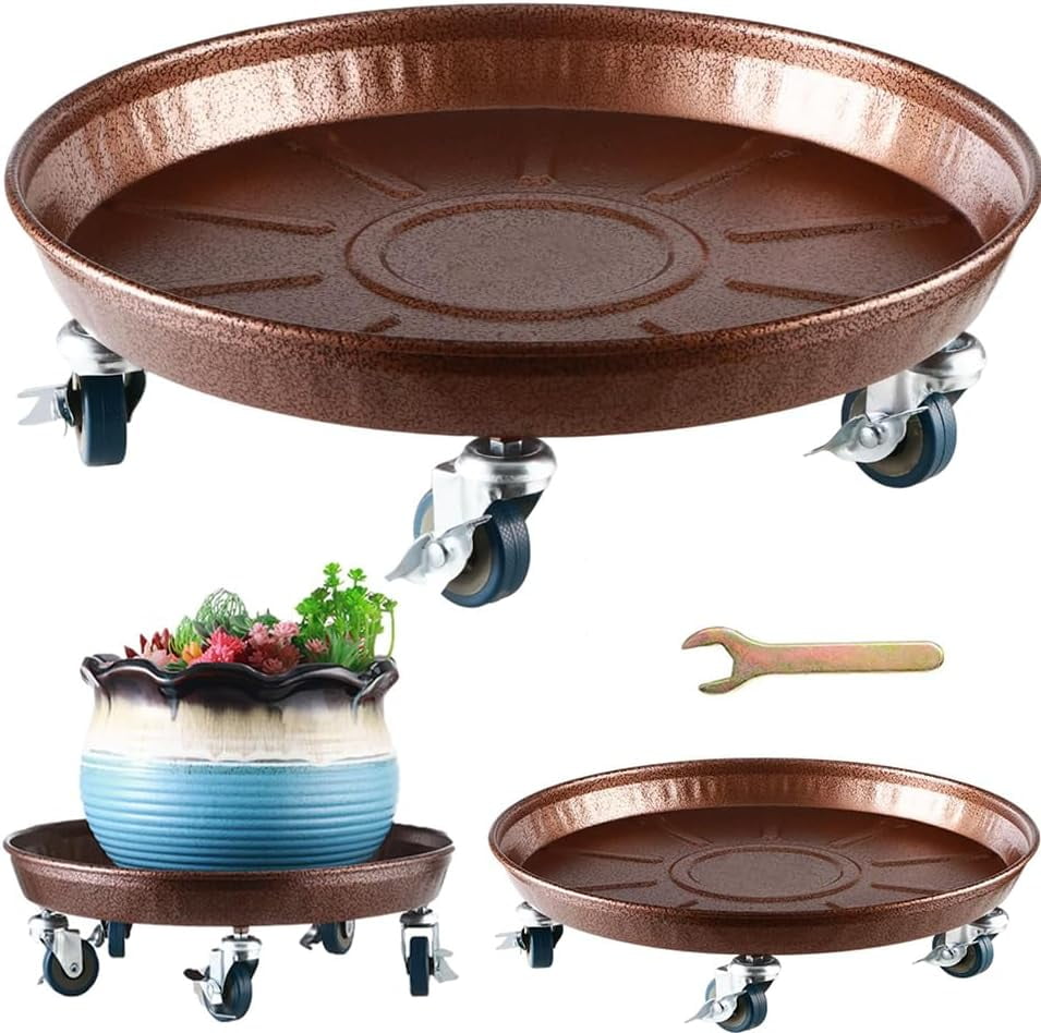 3 Packs Metal Plant Caddy with Wheels 18" Rolling Plant Stand Heavy ...
