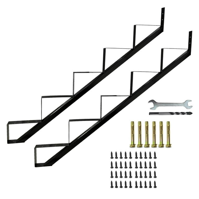 3 Packs Metal Stair Step Stringers, 4 Step Steel Riser Stringer for 34 ...
