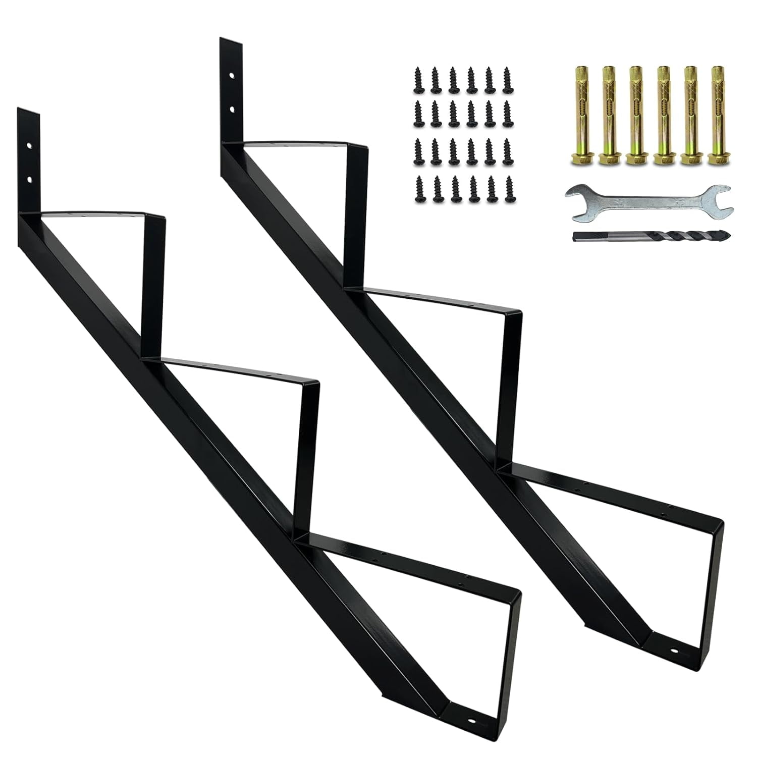 3 Packs Metal Stair Step Stringers, 4 Step Steel Riser Stringer for 34 ...