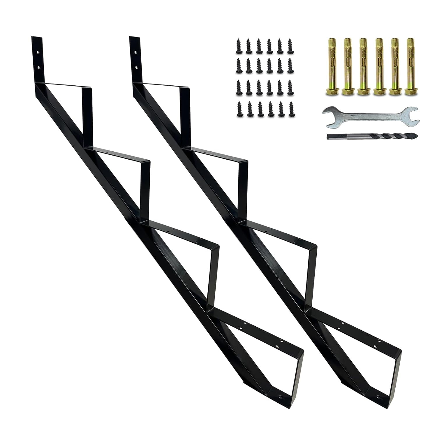 3 Packs Metal Stair Step Stringers, 4 Step Steel Riser Stringer for 34 ...