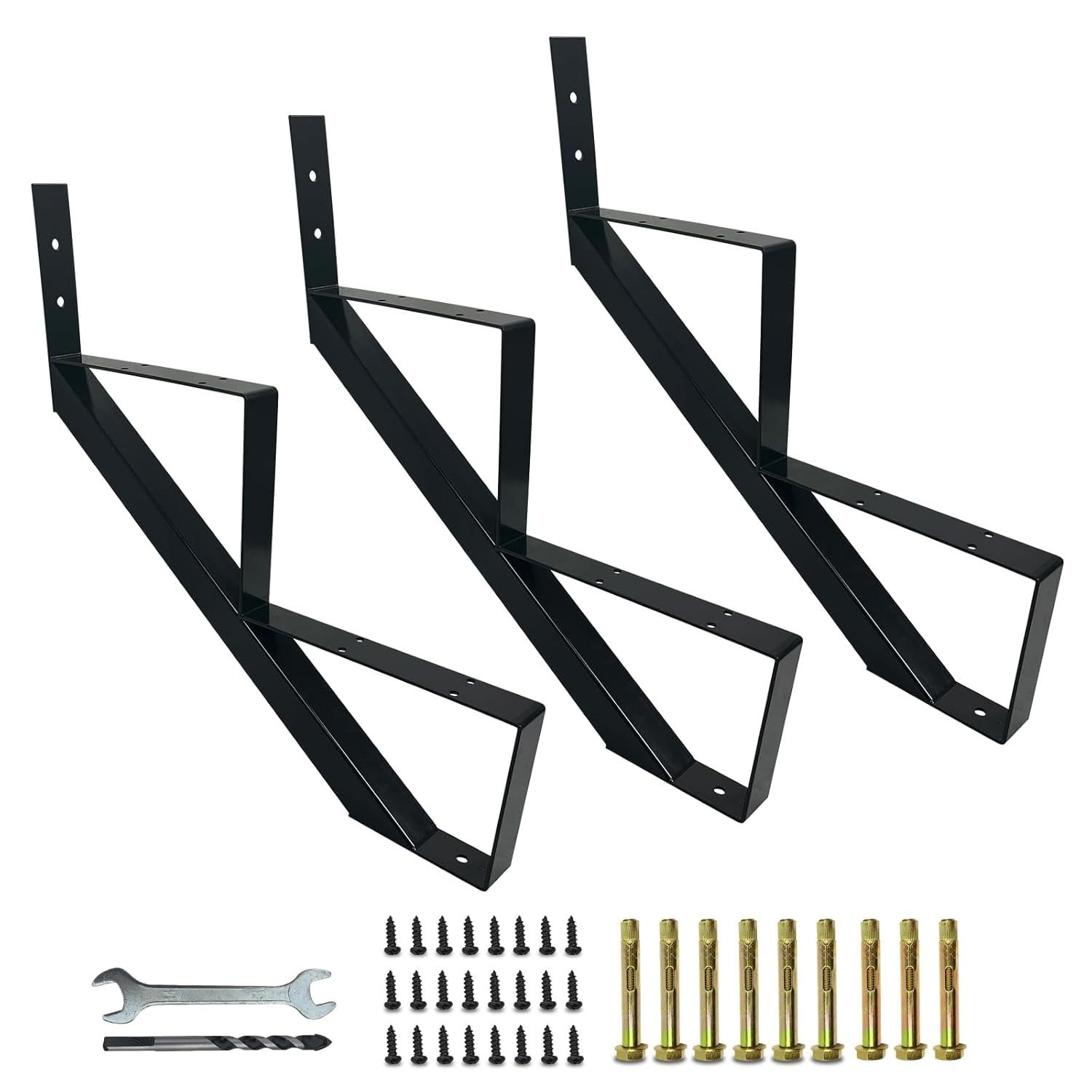 3 Packs Metal Stair Step Stringers, 4 Step Steel Riser Stringer for 34 ...
