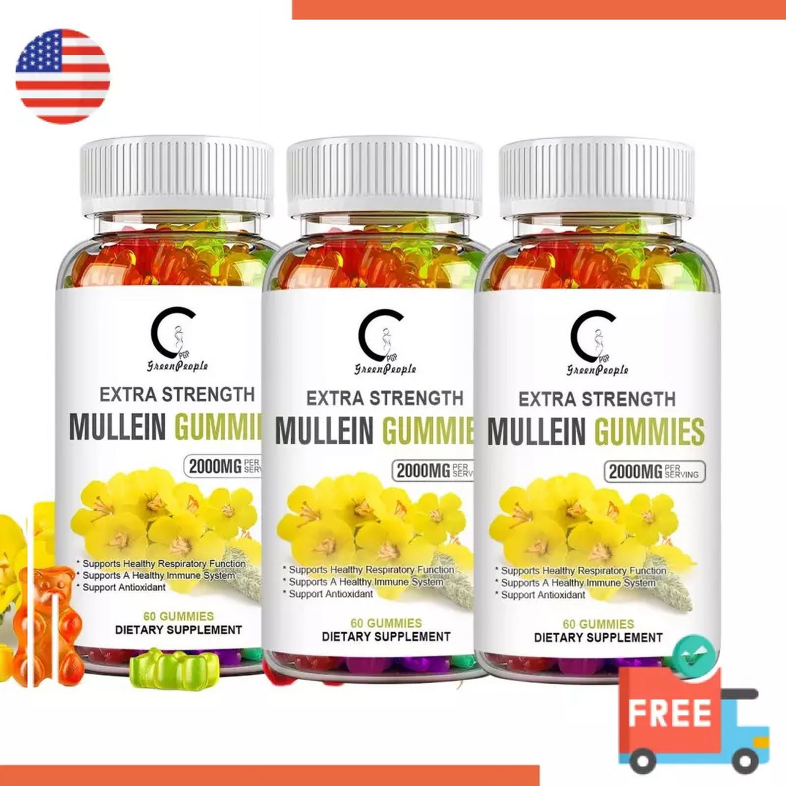 3_Packs_Mullein_Leaf_Gummies_Support_Respiratory_System_Health ...