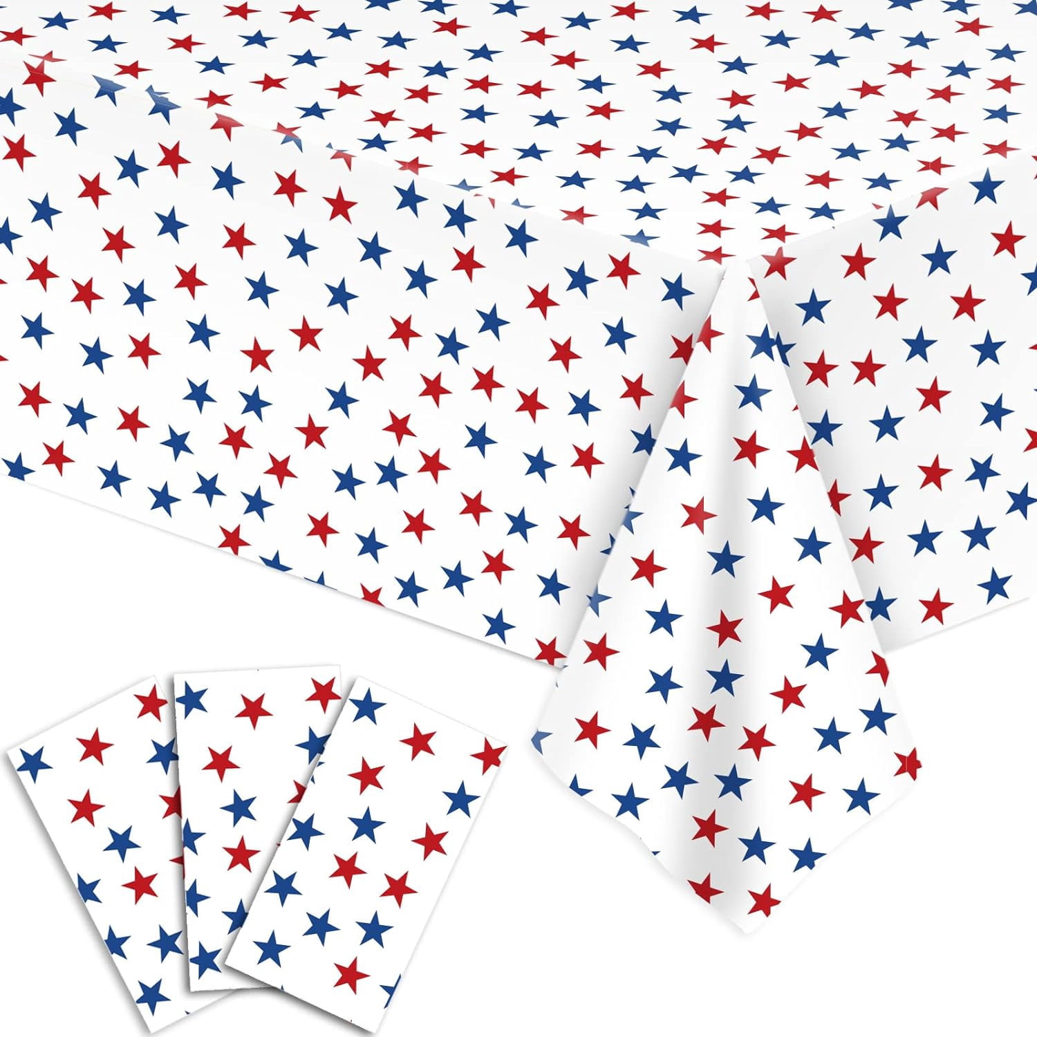 3 Packs Patriotic Plastic Tablecloth Rectangular Disposable Stars Table ...