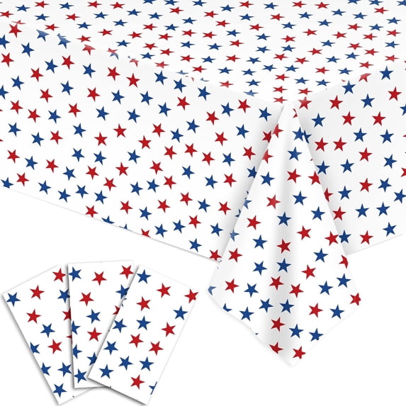 3 Packs Patriotic Plastic Tablecloth Rectangular Disposable Stars Table ...