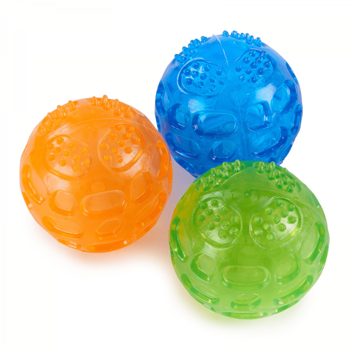 3 Packs Pet Dog Balls Indestructible Squeaky Rubber Ball Training Play ...