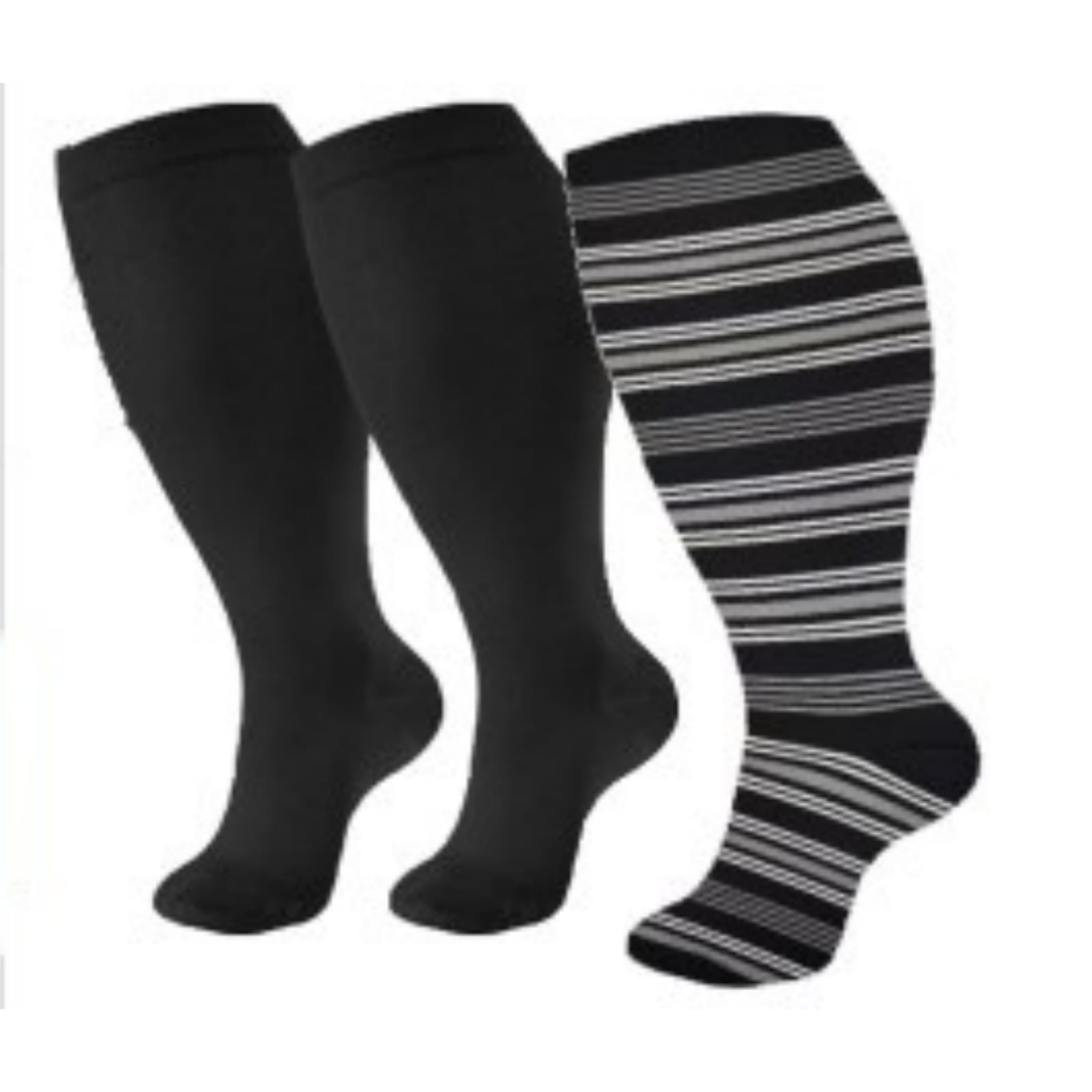 3 Packs Plus Size Compression Socks, Compression Stockings for Women ...