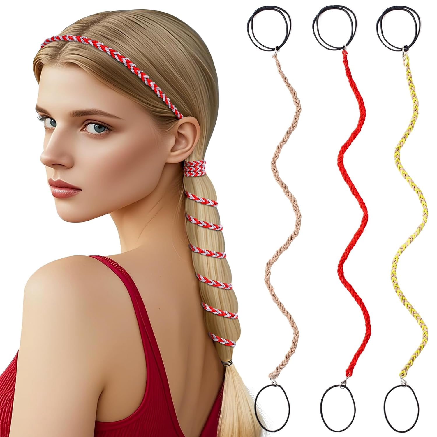 3 Packs Ponytail Holders Hair Ties for Women, Spiral Pony Tails Elastic ...