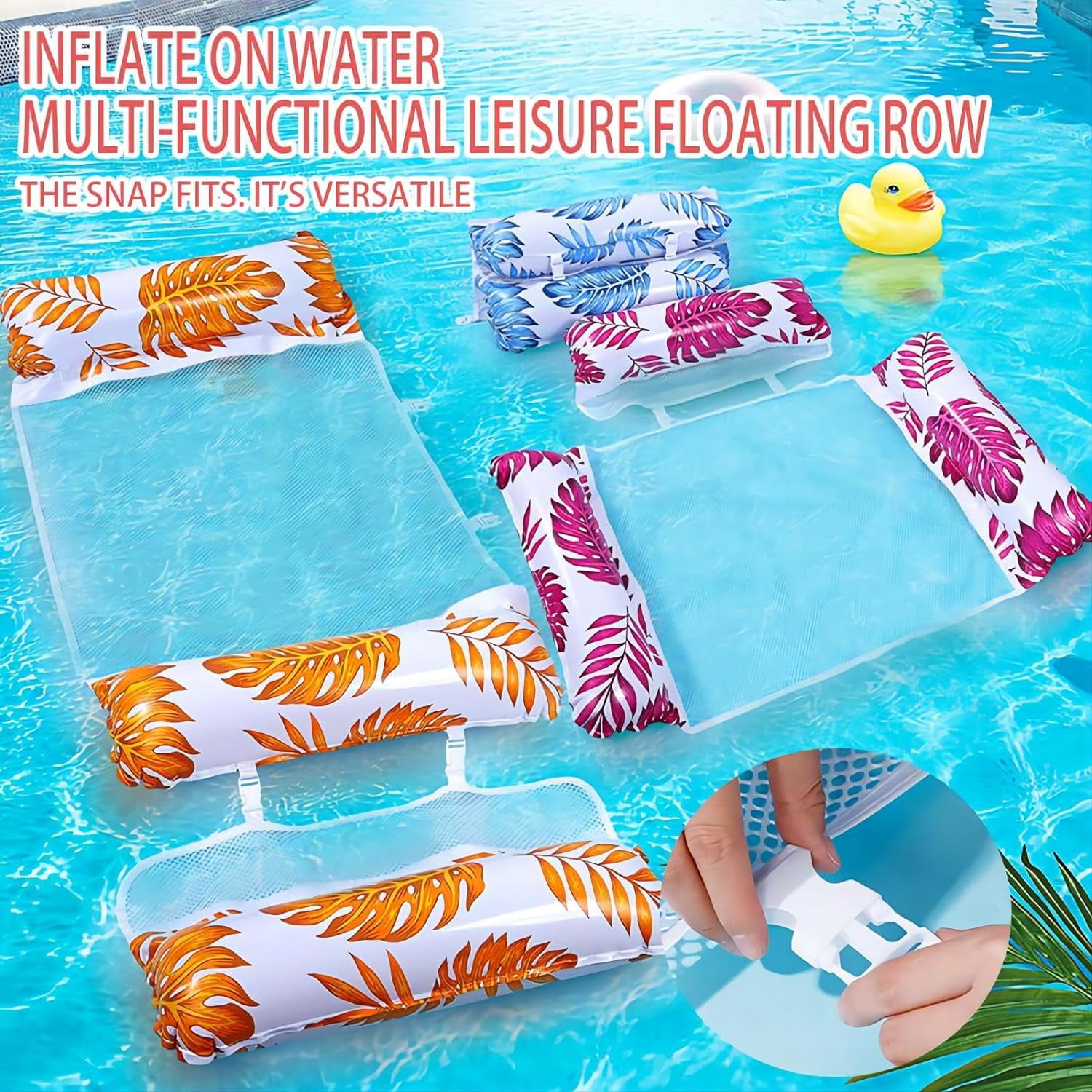 3 Packs Pool Floats Chairs Adult, Multi-Purpose Extensible Inflatable ...