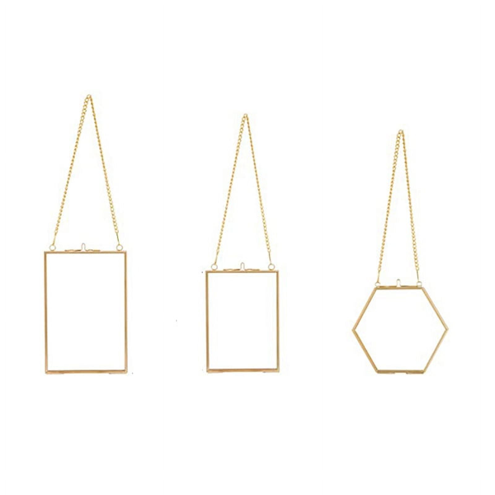 3 Packs Pressed Flowers Glass Frames- Golden Hanging Picture Frames ...