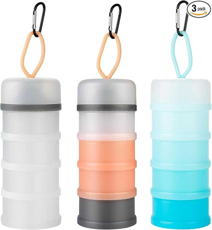 3 Packs Protein Powder Storage Container 4 Stackable Formula Dispenser ...