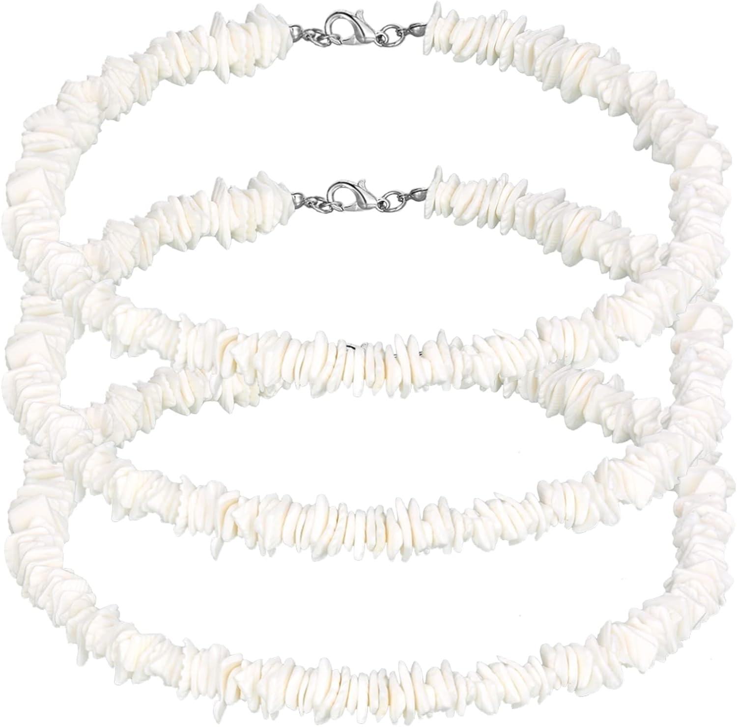 3 Packs Puka Shell Necklace Clam Chip Surfer Necklace White Necklace ...