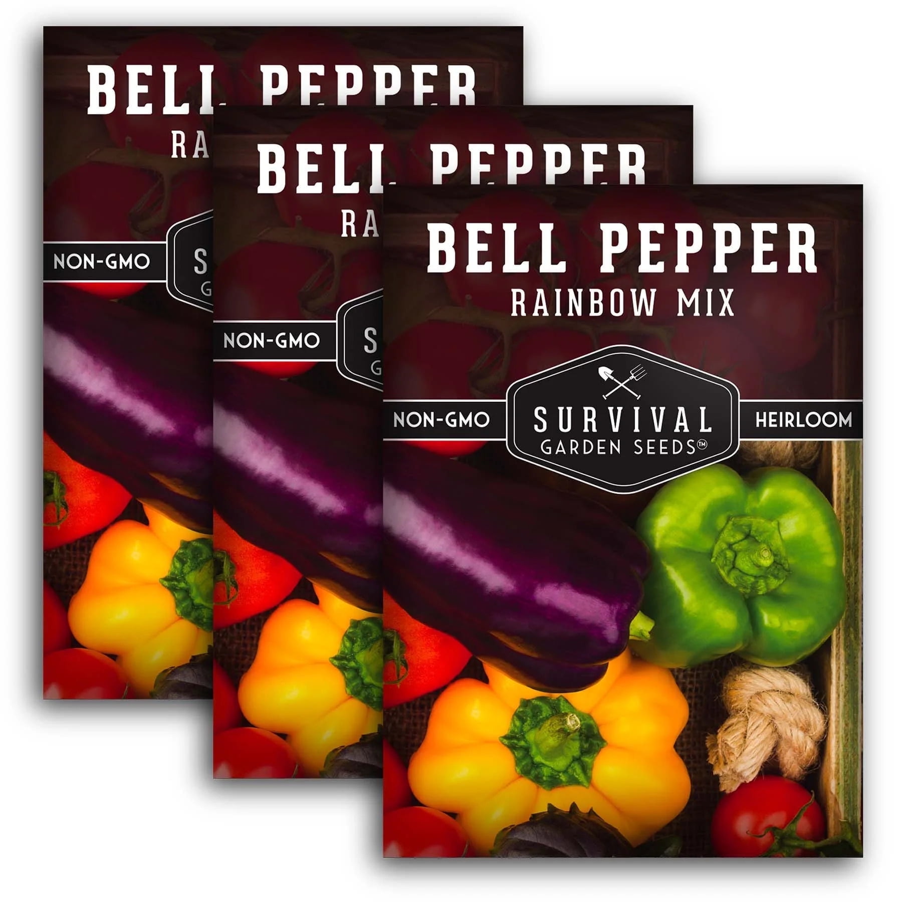 3 Packs Rainbow Bell Pepper Seeds Mix - Non-GMO Heirloom Full Sun ...