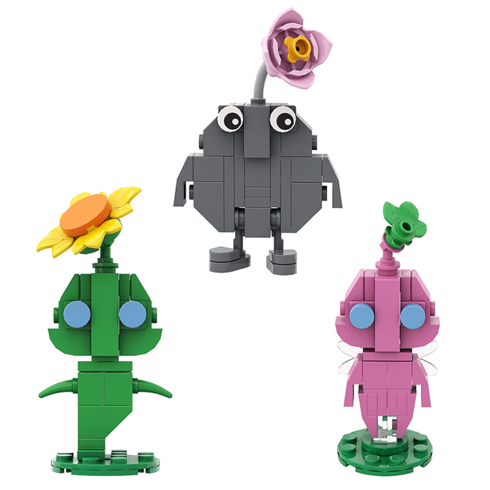 3 Packs Rock/Purple/Green Pinkmin Building Sets, MOC Cute Animals ...