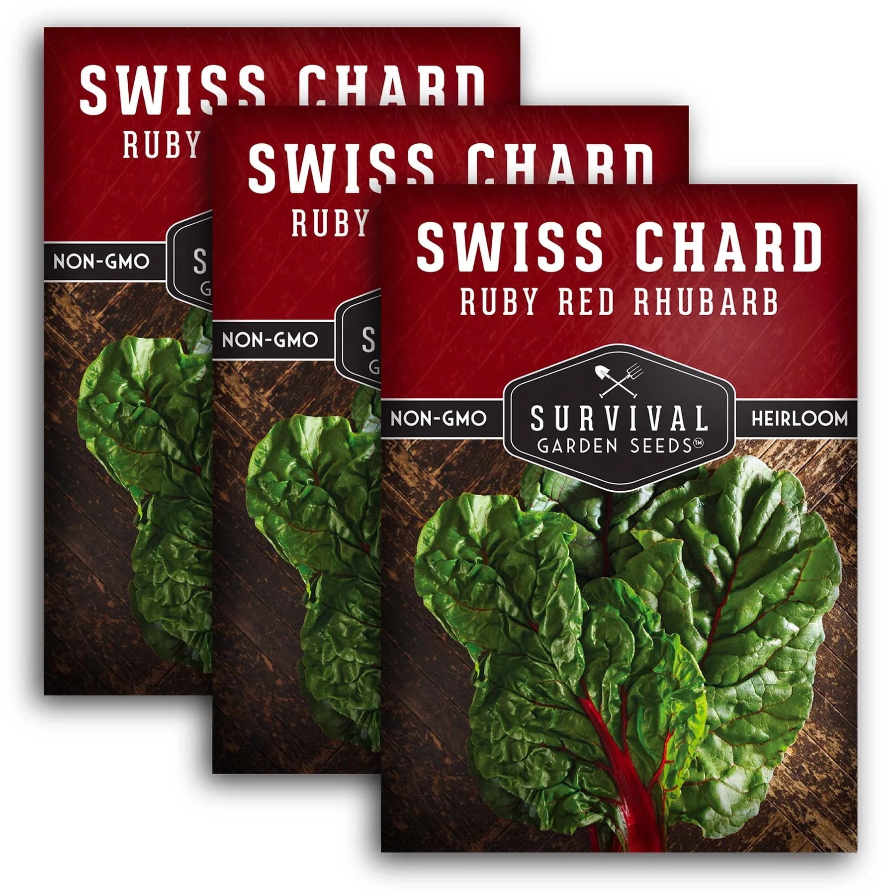 3 packs Ruby Red Rhubarb Swiss Chard Seeds - Non-GMO Heirloom Full Sun Annual Vegetable ...