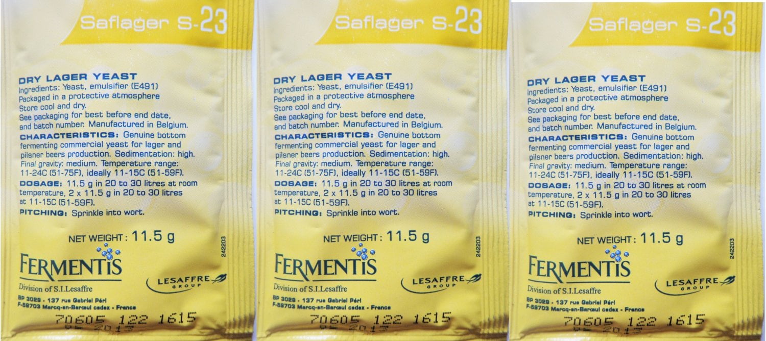 3 Packs Saflager S-23 Dry Beer Yeast (3 X 11.5 Gram Packets) - Walmart.com