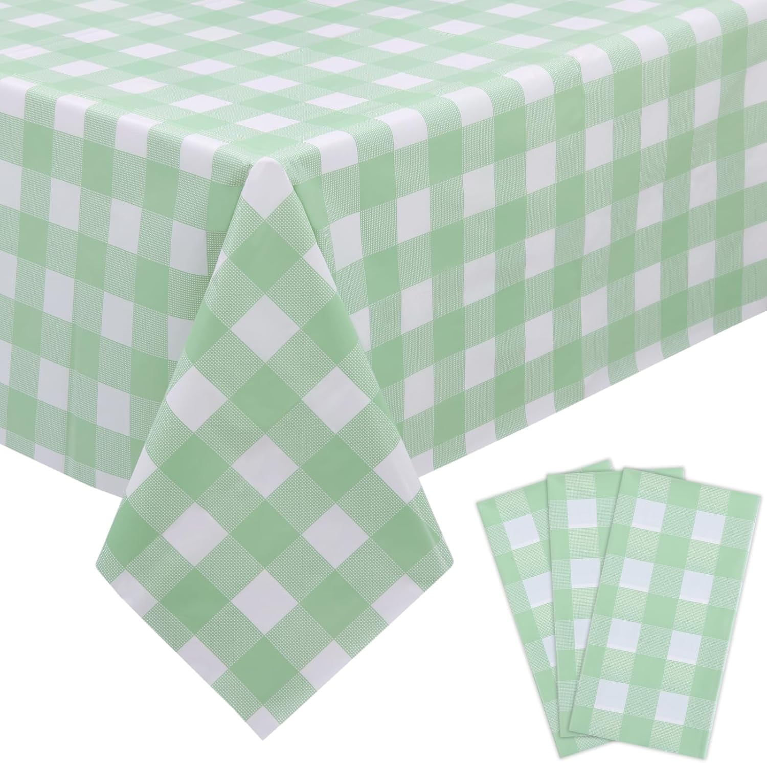 3 Packs Sage Green Gingham Tablecloth Sage Green and White Checkered ...
