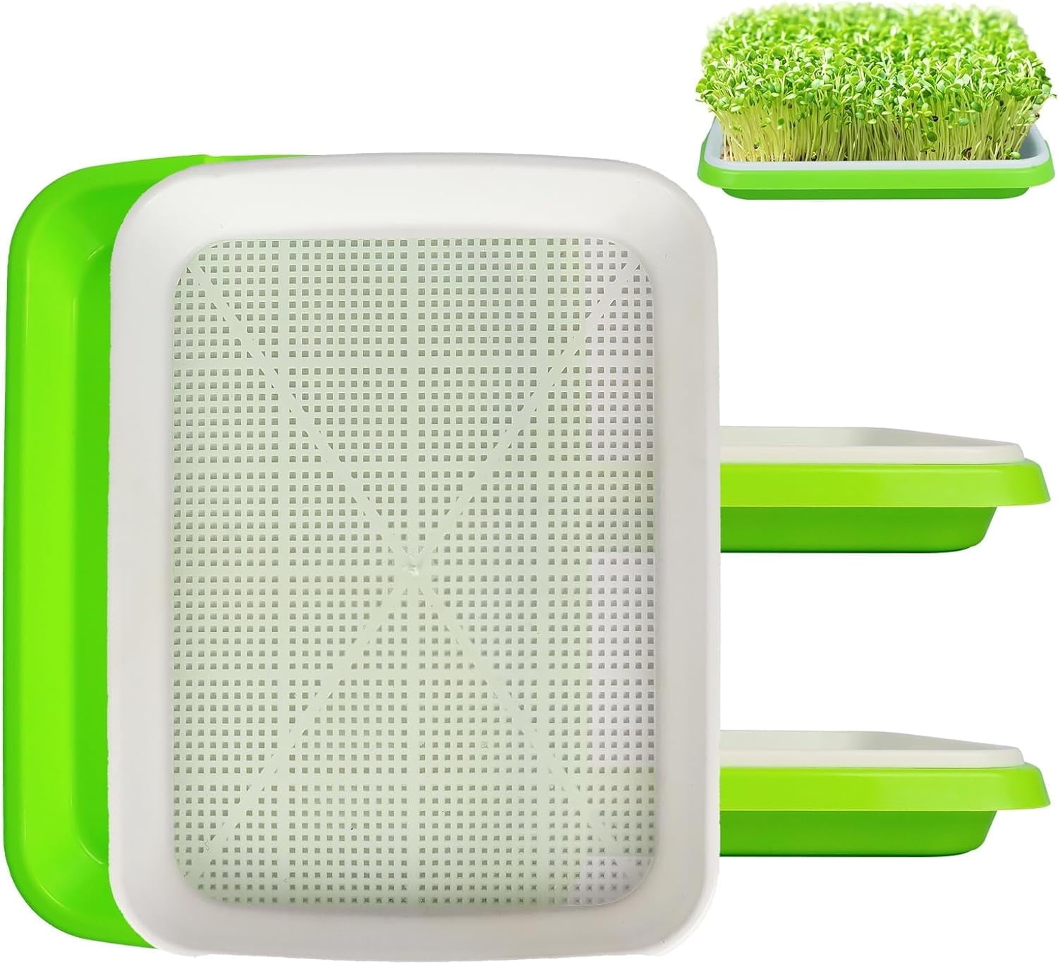 3 Packs Seed Sprouting Tray,Microgreens Growing Trays Big Capacity ...