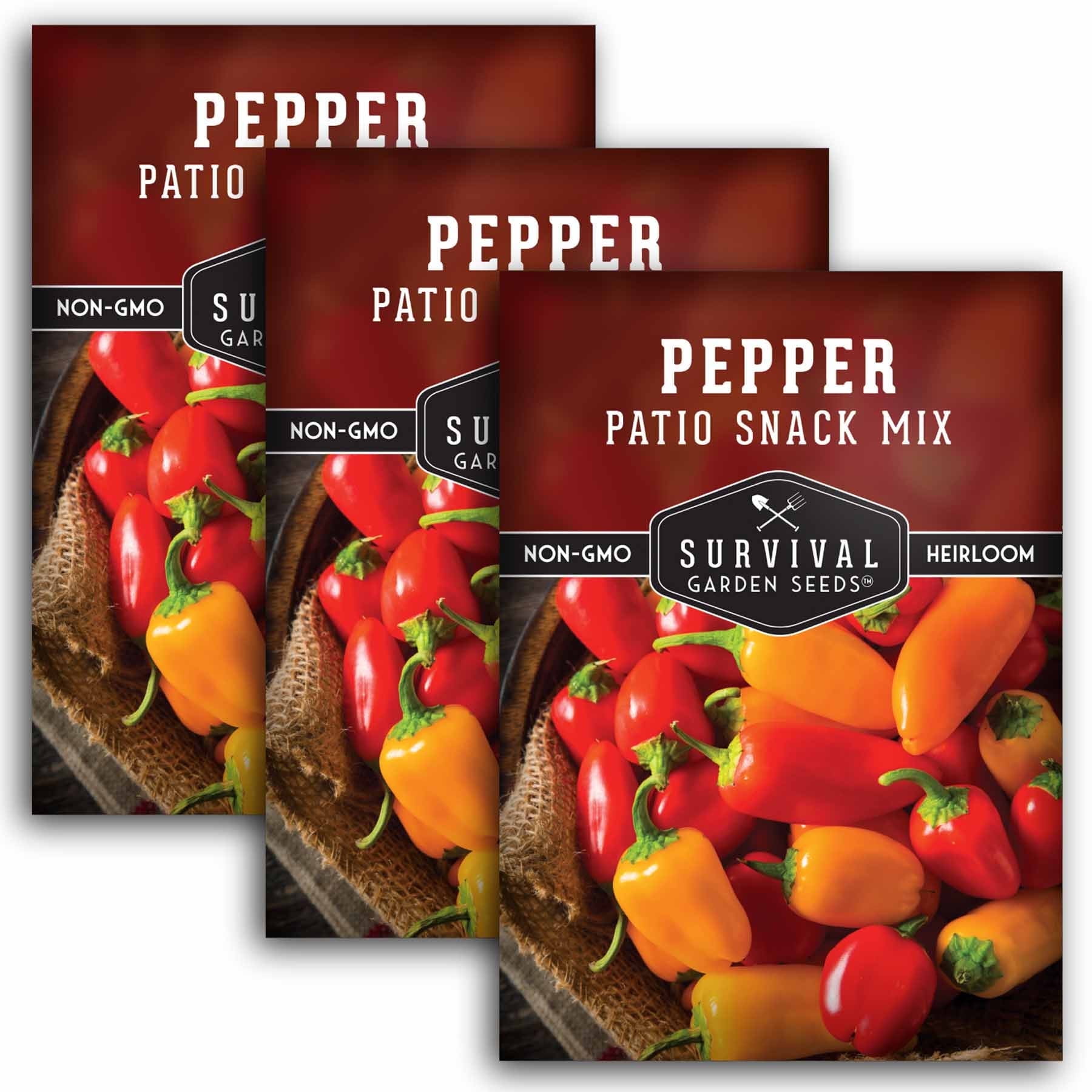 3 packs Snack Mix Patio Pepper Seeds - Rainbow Lunchbox Peppers - Non ...