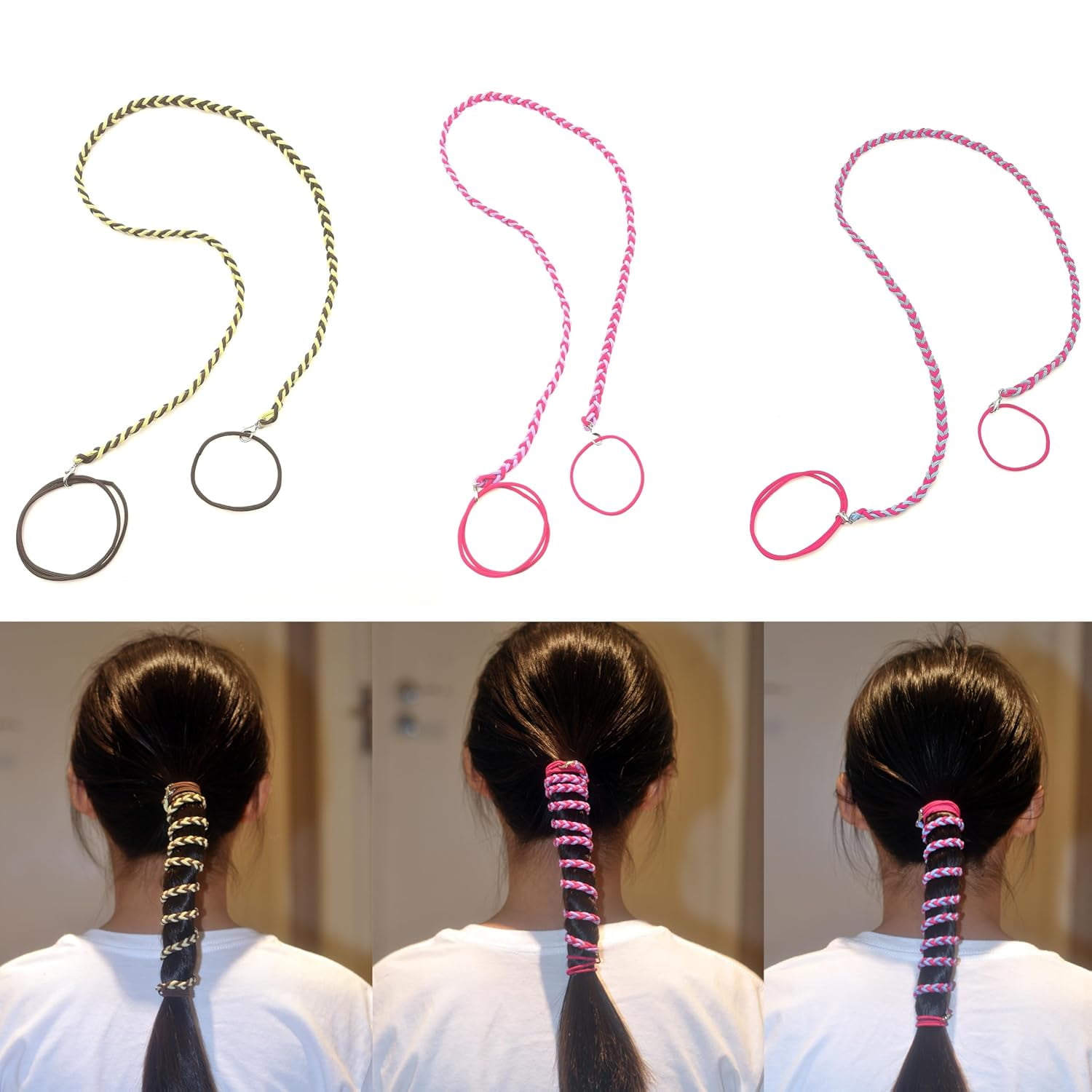 3 Packs Spiral Sports Tangle Free Hair Ties For Swimming,For Thick Hair ...