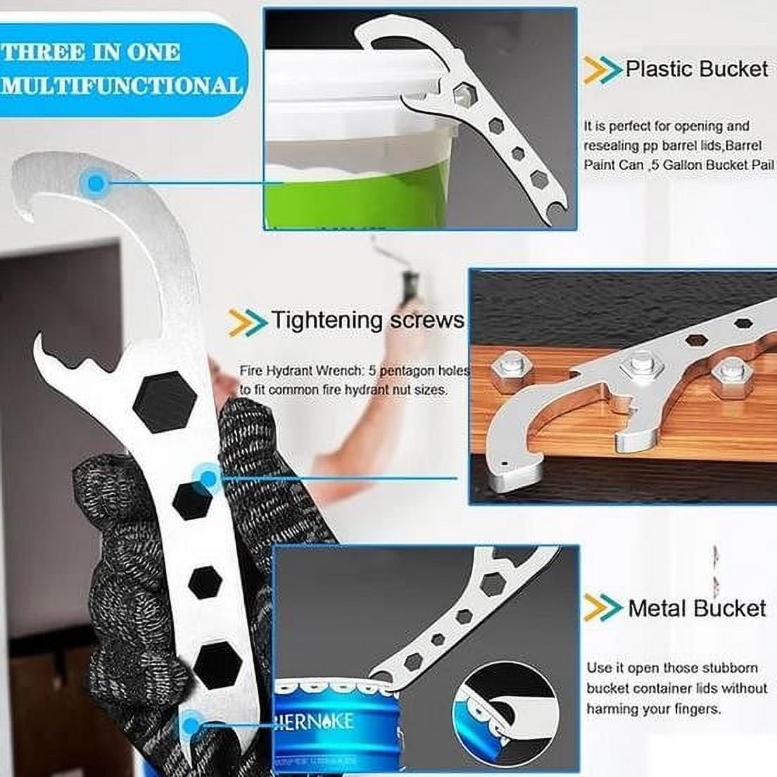 3 Packs Stainless Steel Bucket Opener Tool with Multi Function Wrench ...