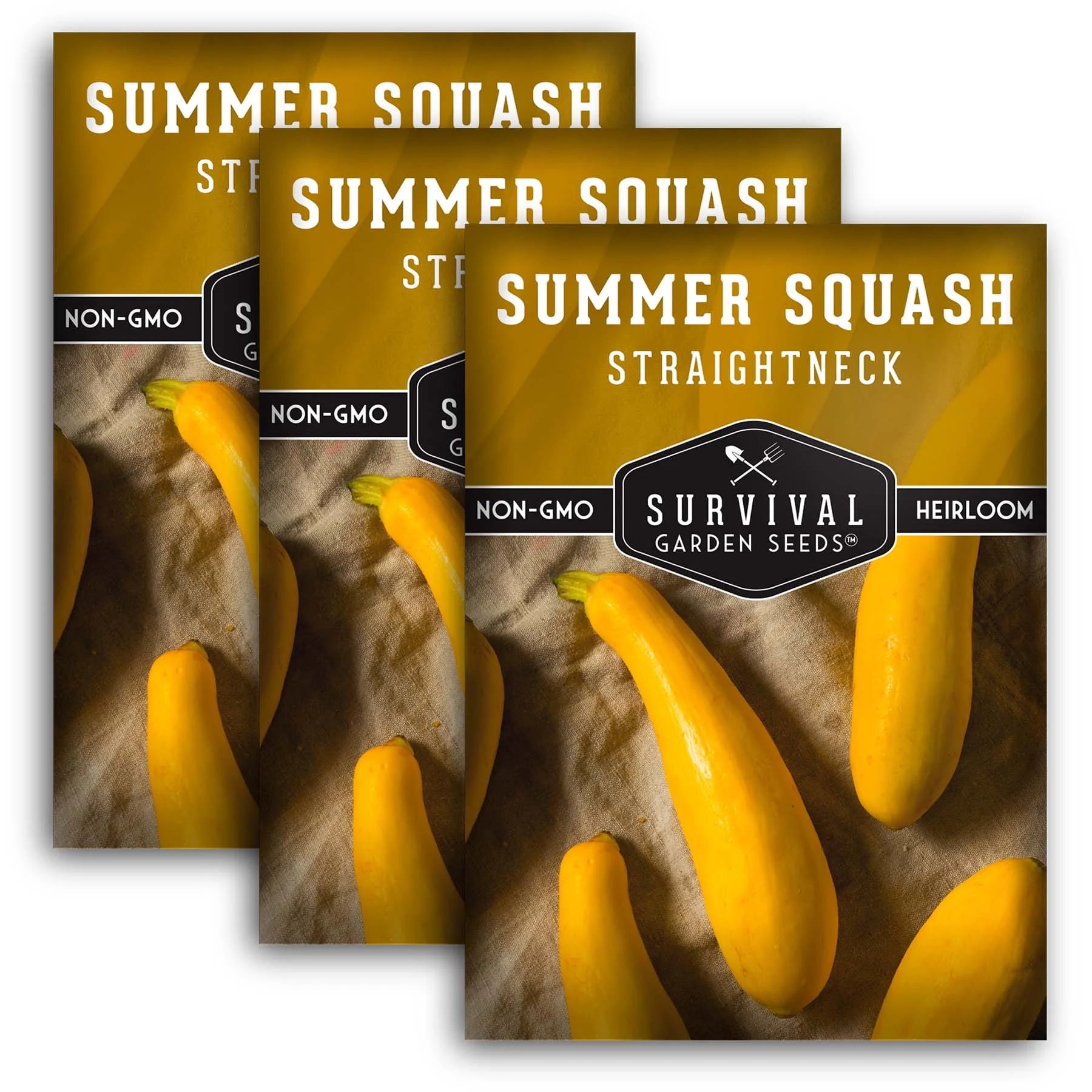 3 Packs Straightneck Summer Squash Seed - Non-GMO Heirloom Full Sun ...