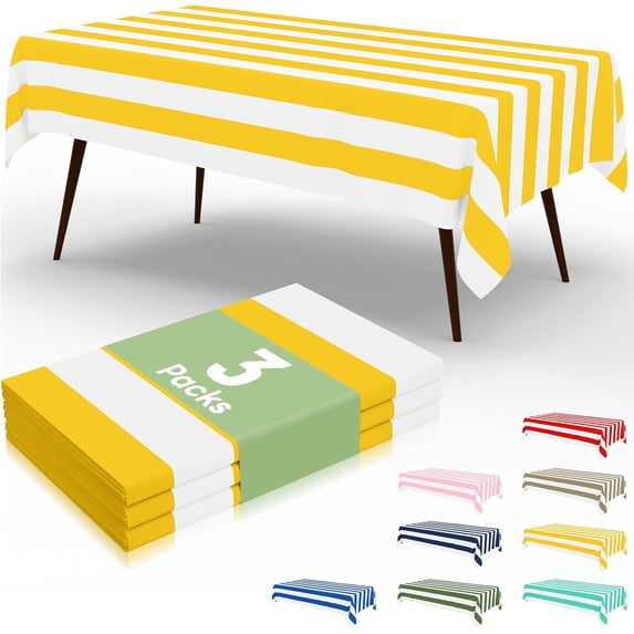 3 Packs Striped Disposable Table Cloth 54 x 108 Inch Waterproof ...