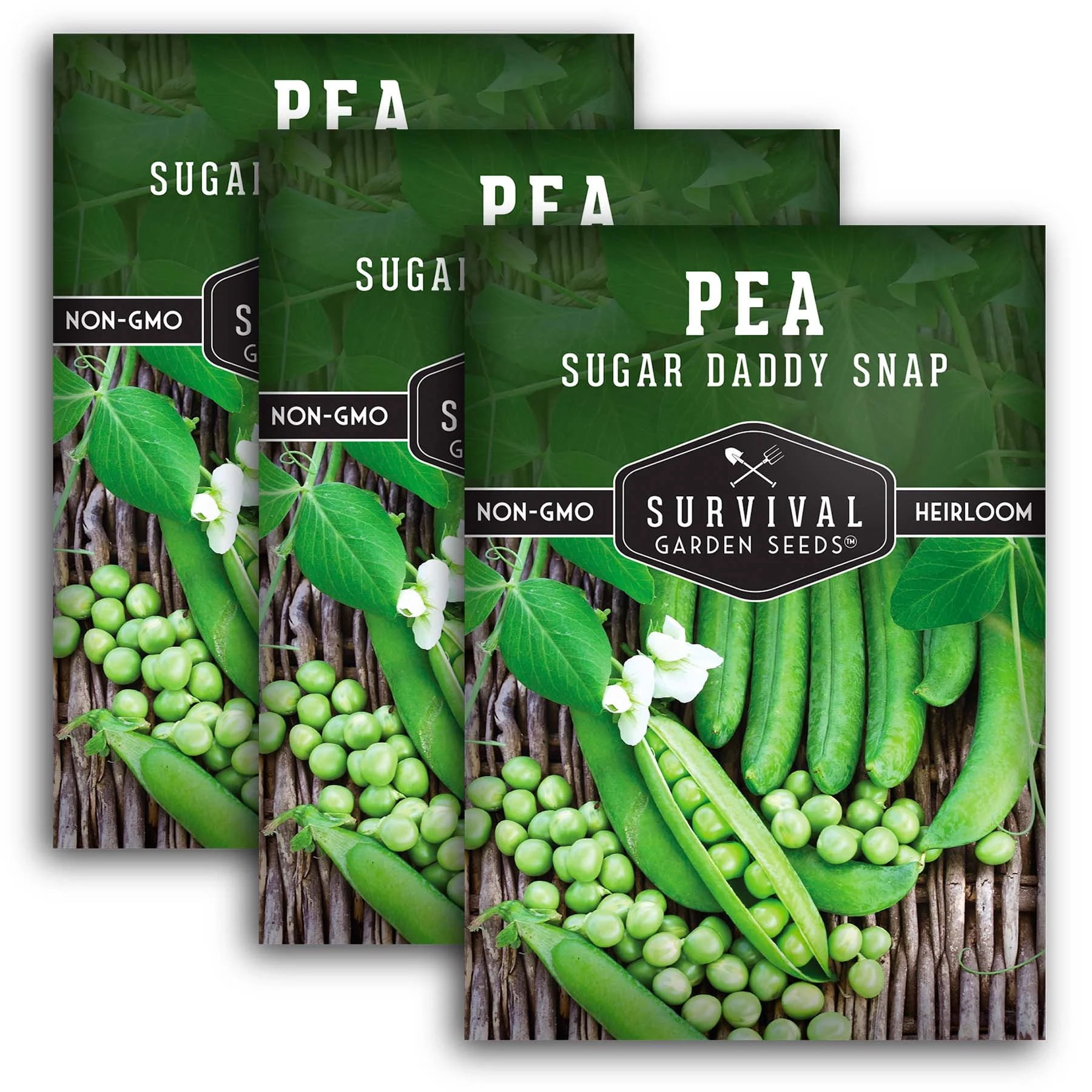 3 Packs Sugar Daddy Snap Pea Seed - Non-GMO Heirloom Full Sun Annual ...