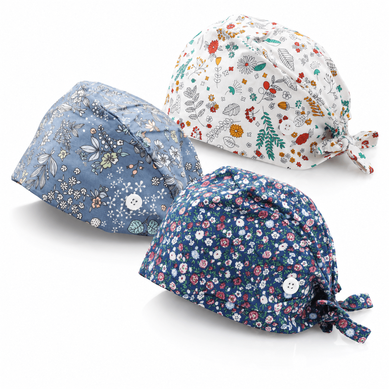 3 Packs Surgical Cap for Women with Long Hair Adjustable Surgical Hat ...