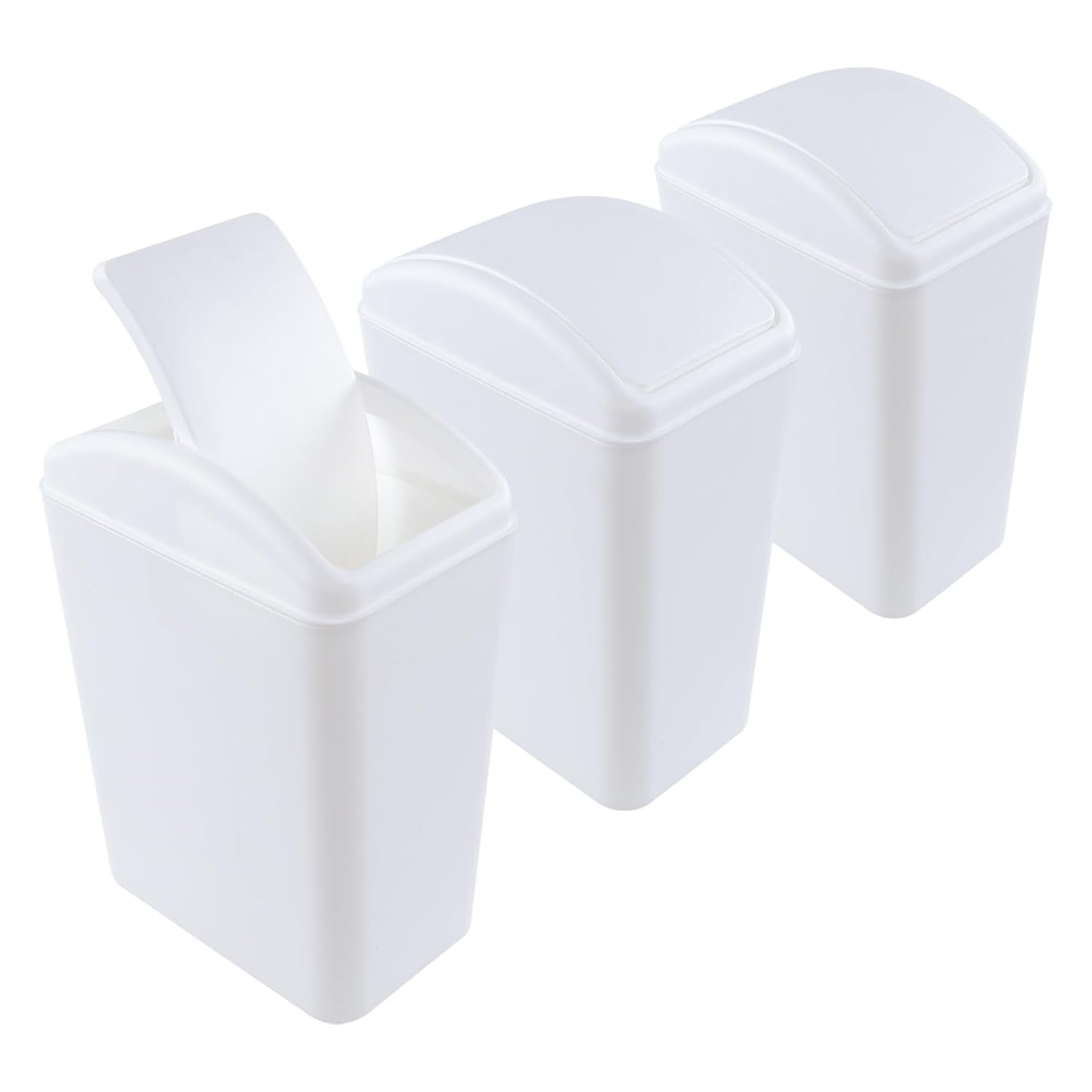 3 Packs Swing Top Waste Container for Home and Kitchen, Plastic Slim ...