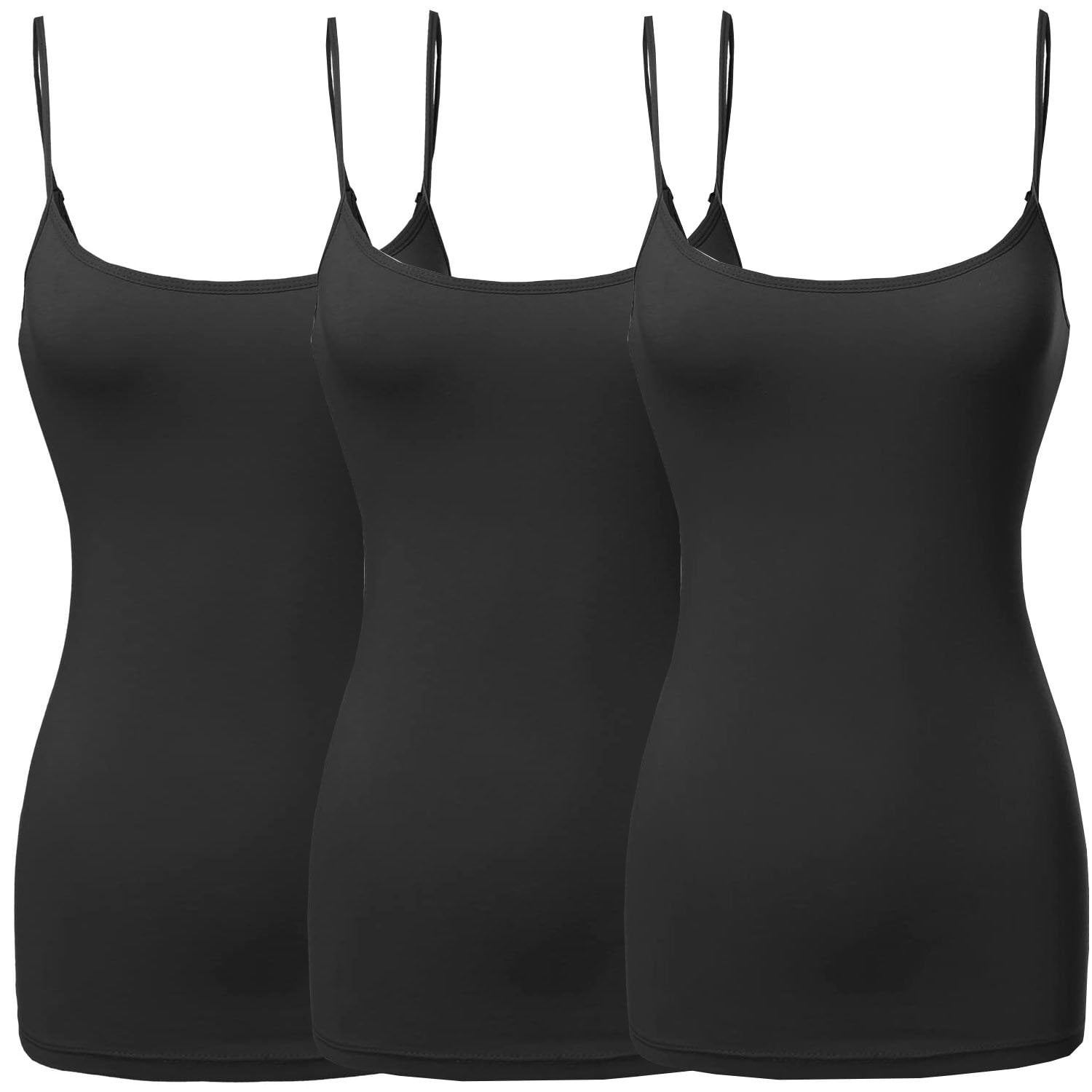 TheLovely Women's Cotton Cami Multipack - Basic Solid Long Length ...