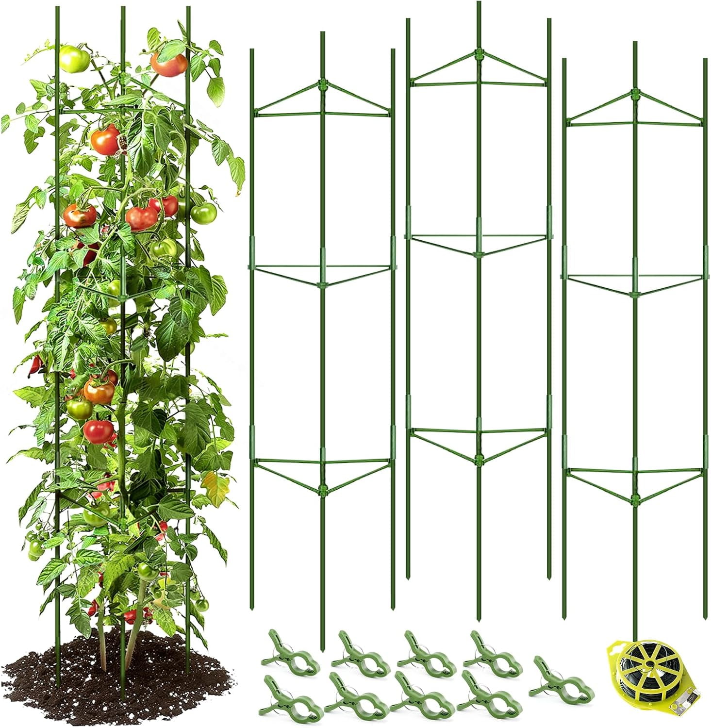 3 Packs Tomato Cages for Garden, 51 Inches Tomato Trellis Plant Stakes ...