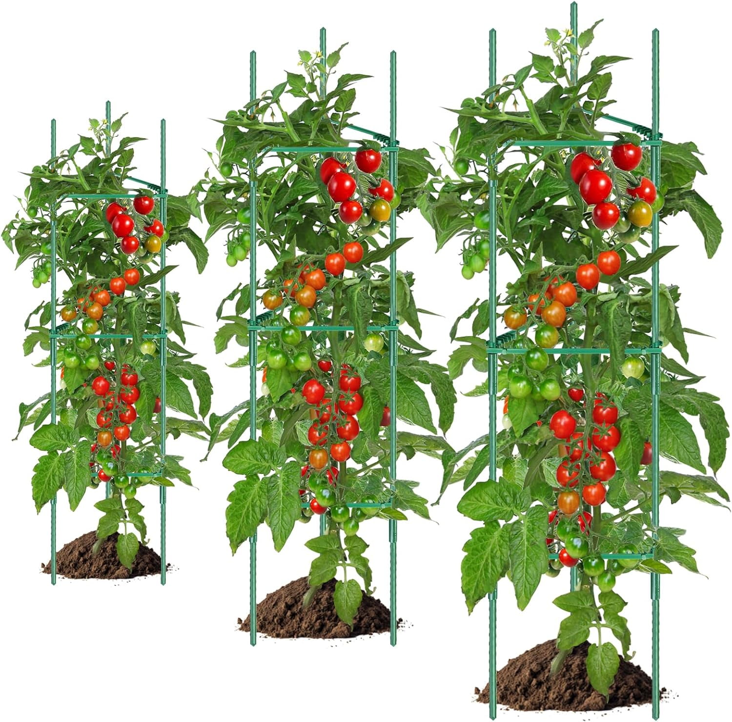 3 Packs Tomato Cages Trellises for Garden, 48'' Tall Tomato Triangle ...
