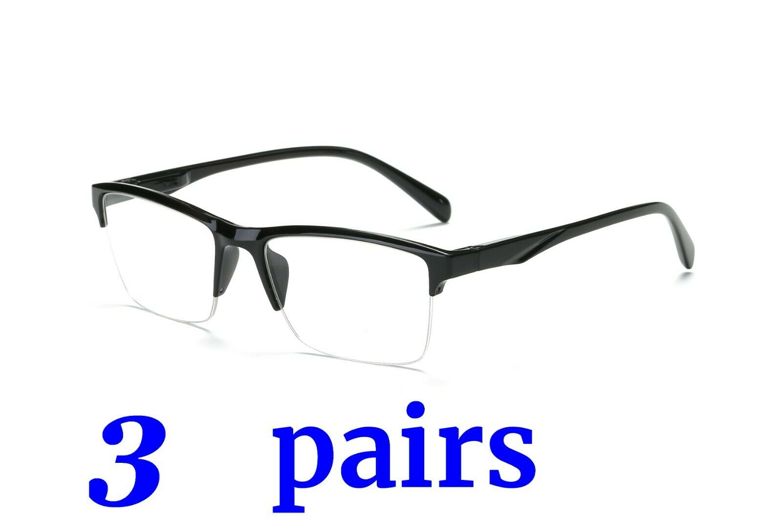 3 Packs Bifocal Lens Fashion Half Frame Rimless Reading Glasses for Men ...