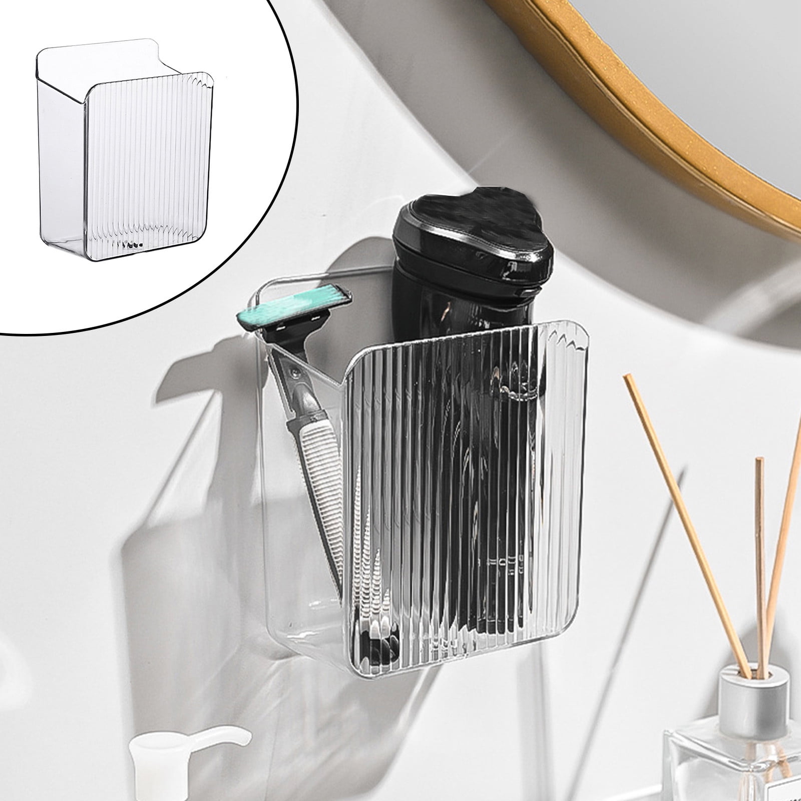 3 Packs Wall Mounted Organizer with Charging Hole, Adhesive Storage Box ...