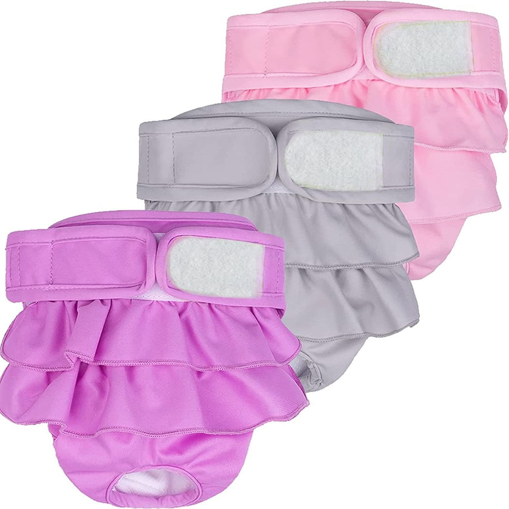 3 Packs Washable Female Dog Diapers, Durable Pet Skirt for Dog Dress ...