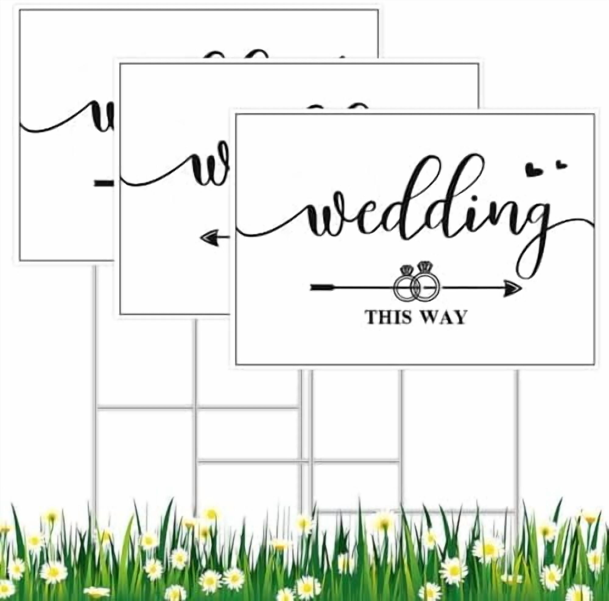 3 Packs Wedding Direction Arrow Signs, White Plastic, Medium Size ...